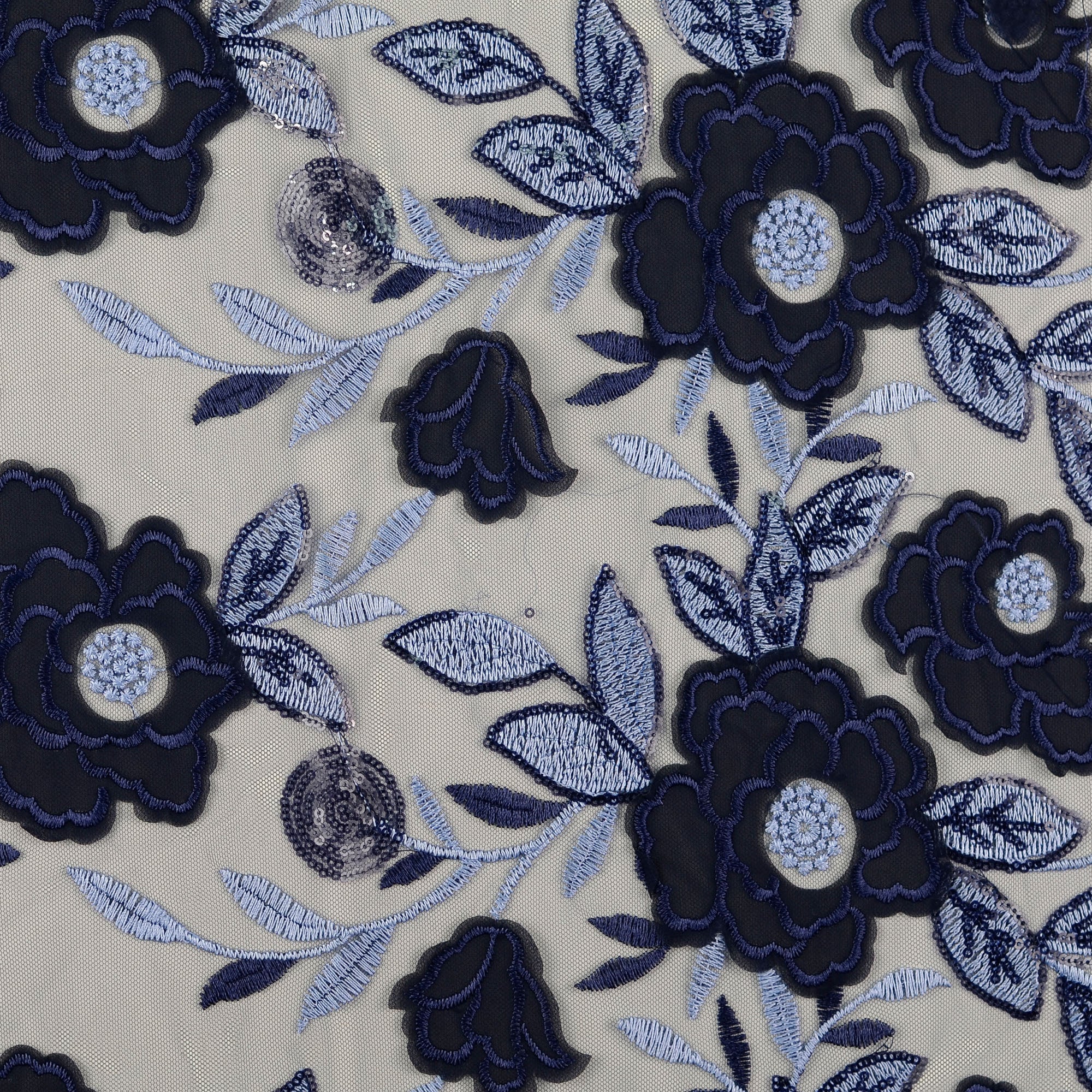 Tüll Stoff Blumen Hell Blau | Stoff Großhandel | Hemmers Itex