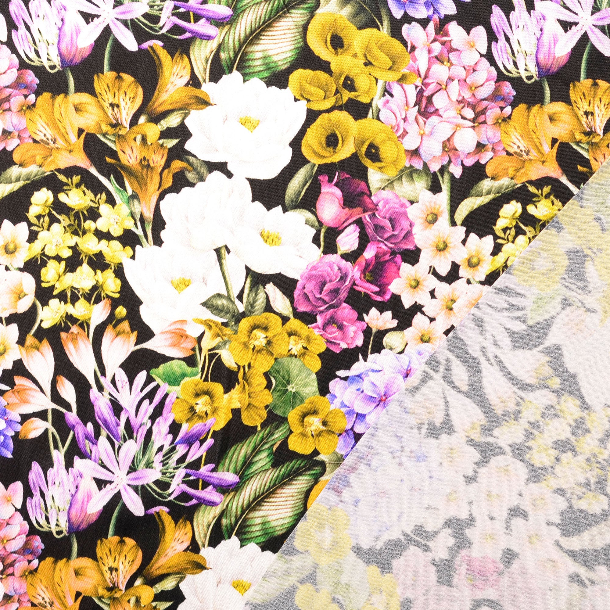 Viscose Satin fabric Flowers Multicolor | Wholesale fabrics | Hemmers Itex