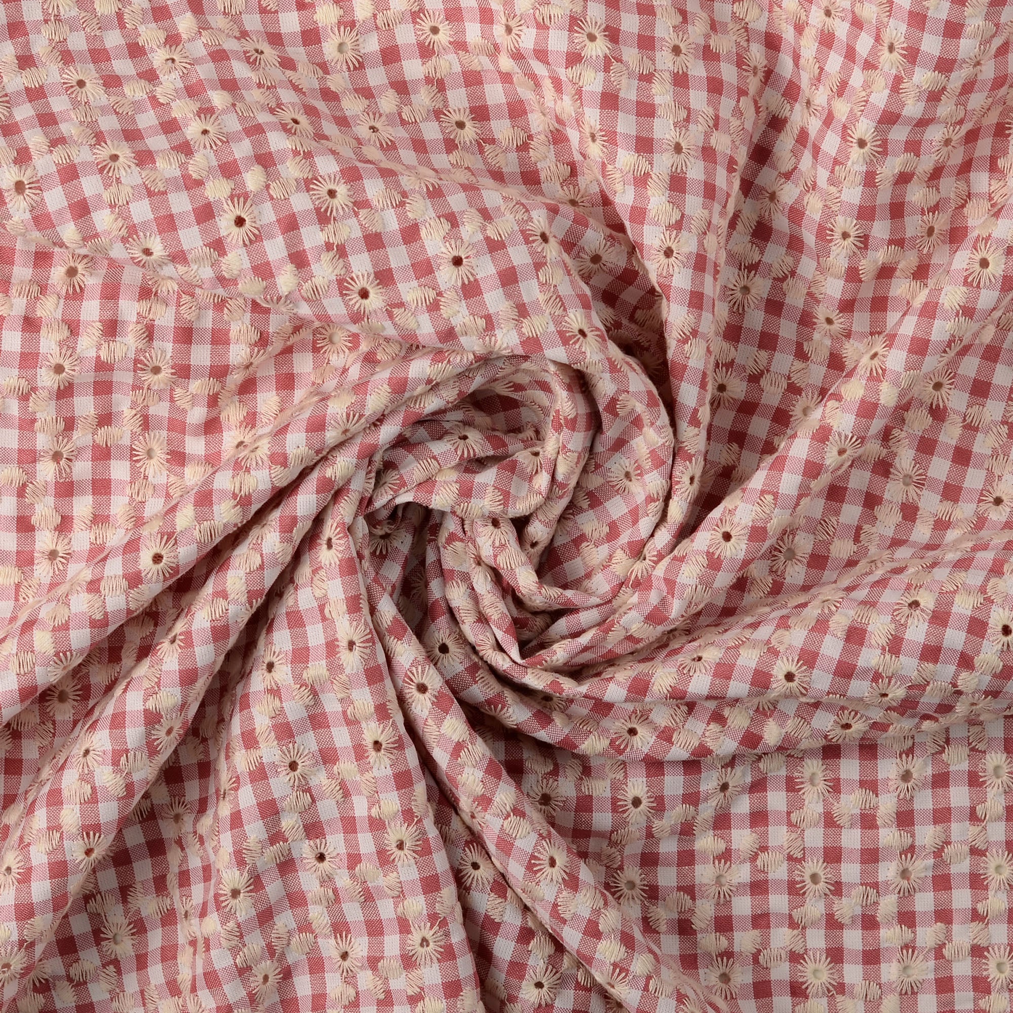 Spitze Stoff Karo's Rot | Stoff Großhandel | Hemmers Itex