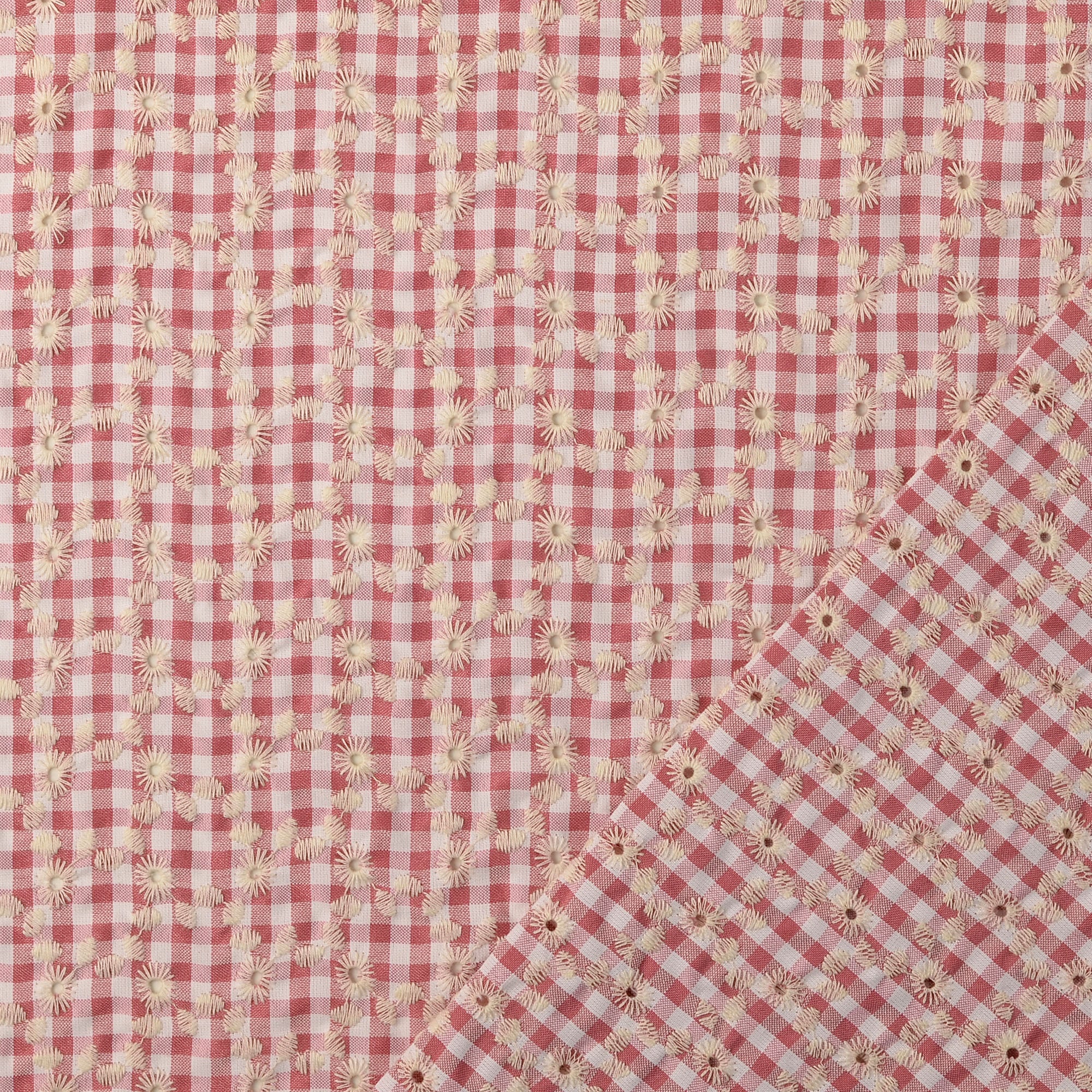 Spitze Stoff Karo's Rot | Stoff Großhandel | Hemmers Itex